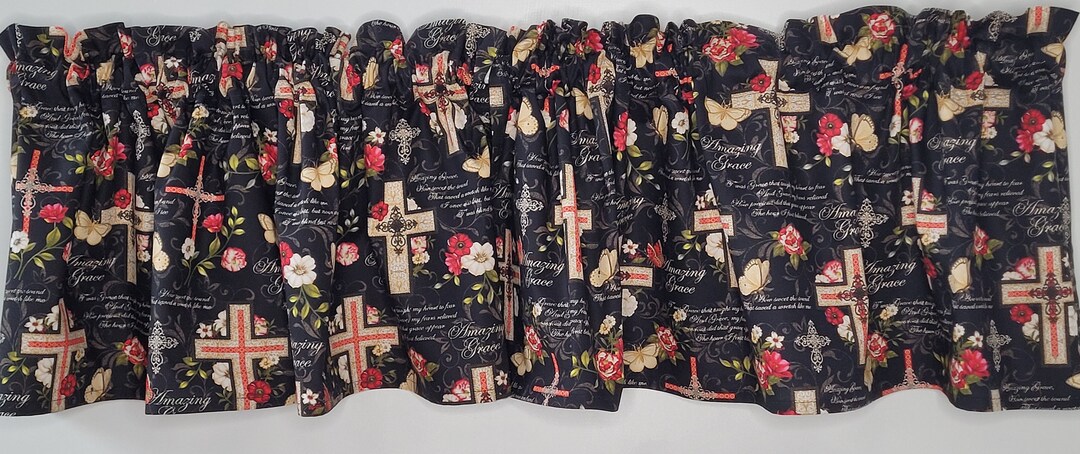 Christian Themed Valance Curtain, Amazing Grace Valance, Spiritual ...