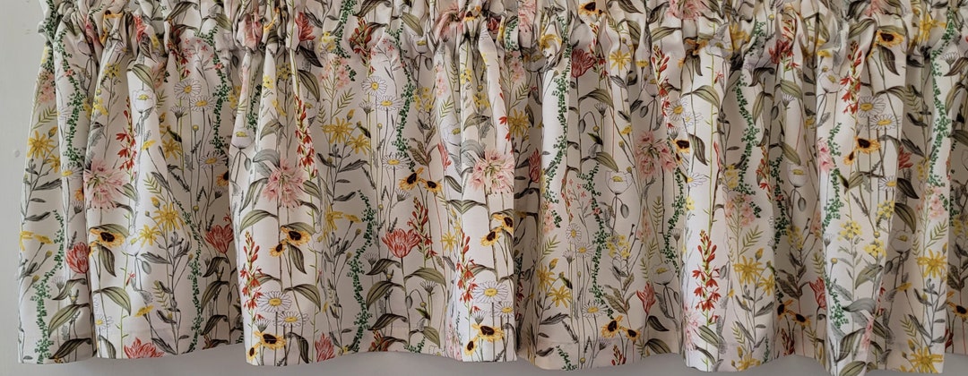 Wildflower Valance: Botanical Country Farmhouse Kitchen Curtain - Etsy