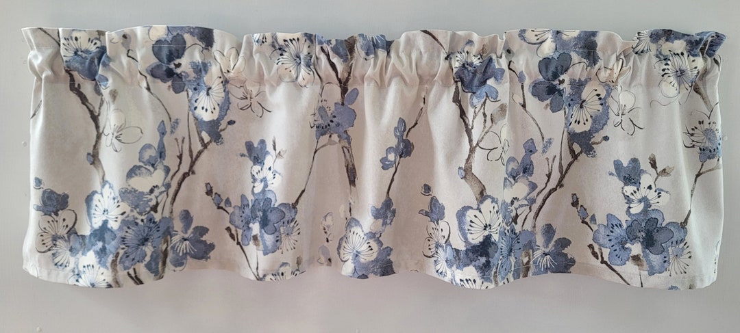 Blue and Cream Floral Valance, Floral Valance - Etsy