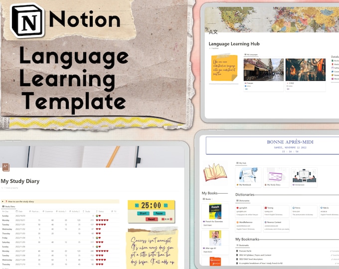Notion Language Learning Template | Learn a New Language With Notion - Etsy