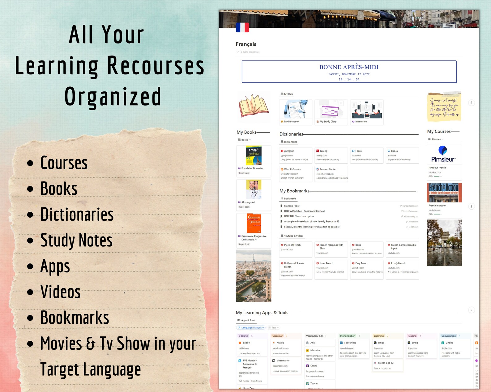 Notion Language Learning Template | Learn a New Language With Notion - Etsy