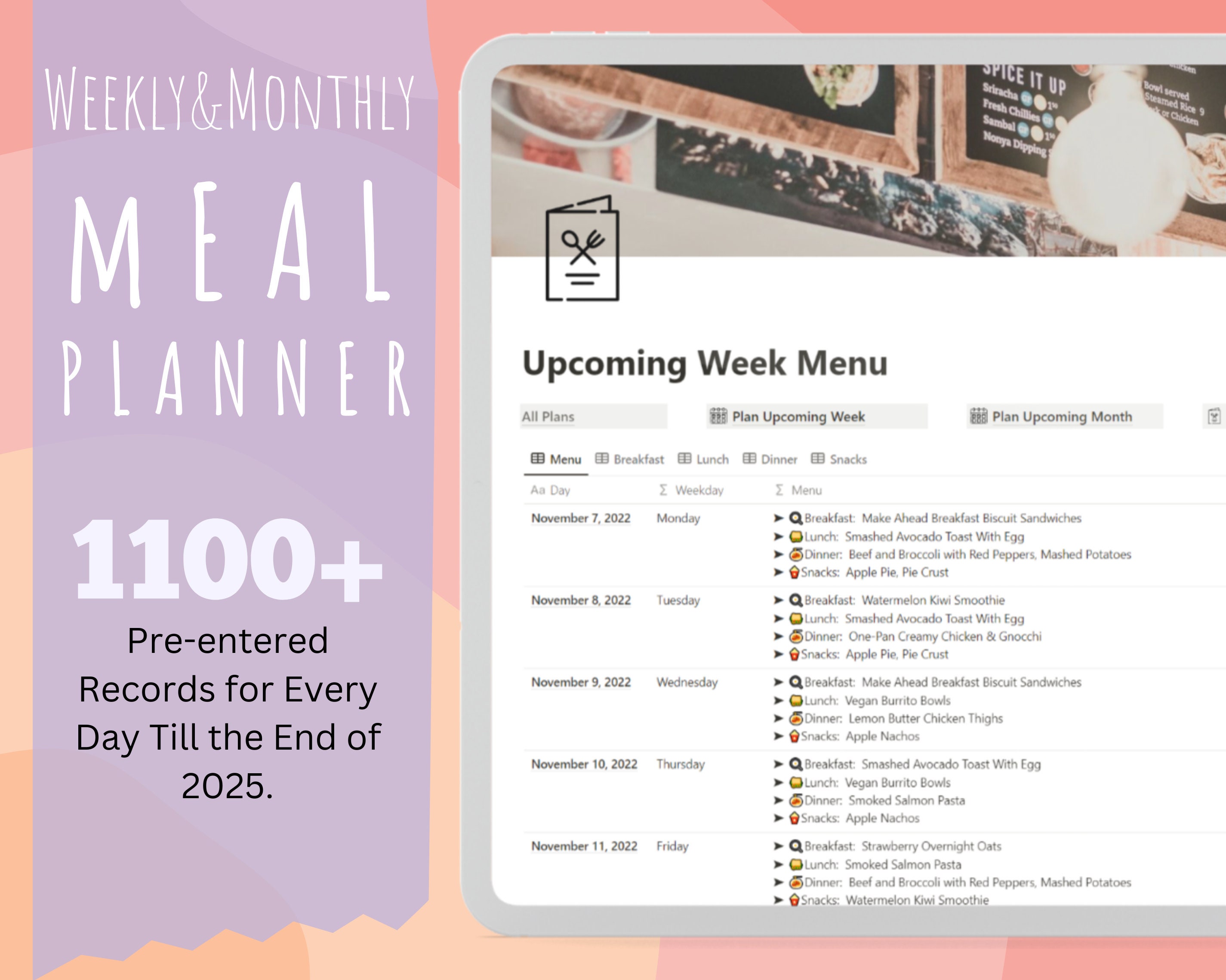 Notion Ultimate Recipe Manager and Meal Planner Template - Etsy Canada