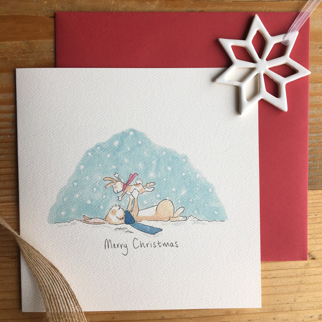Christmas Card Snow Bunnies - Etsy