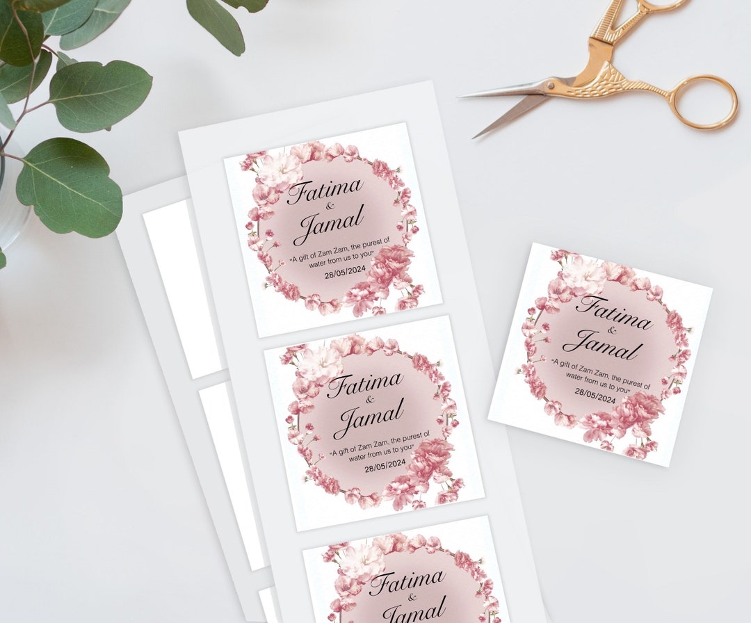 15 Zam Zam Stickers Labels Bottles Islamic Wedding Favours Personalised ...