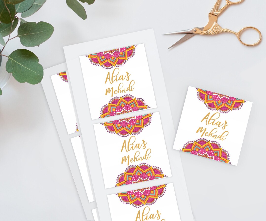 15 Mehndi Stickers Labels Bottles Islamic Wedding Favours Personalised ...