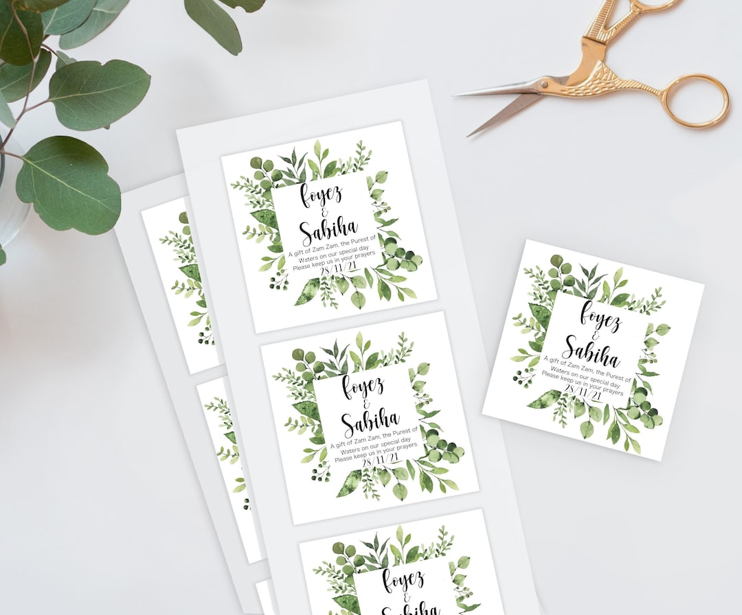 15 Zam Zam Stickers Labels Bottles Islamic Wedding Favours Personalised ...