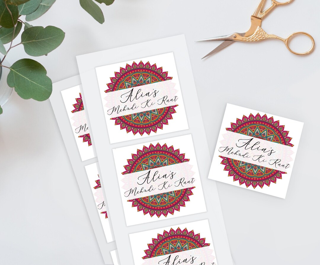 15 Mehndi Stickers Labels Bottles Islamic Wedding Favours Personalised ...
