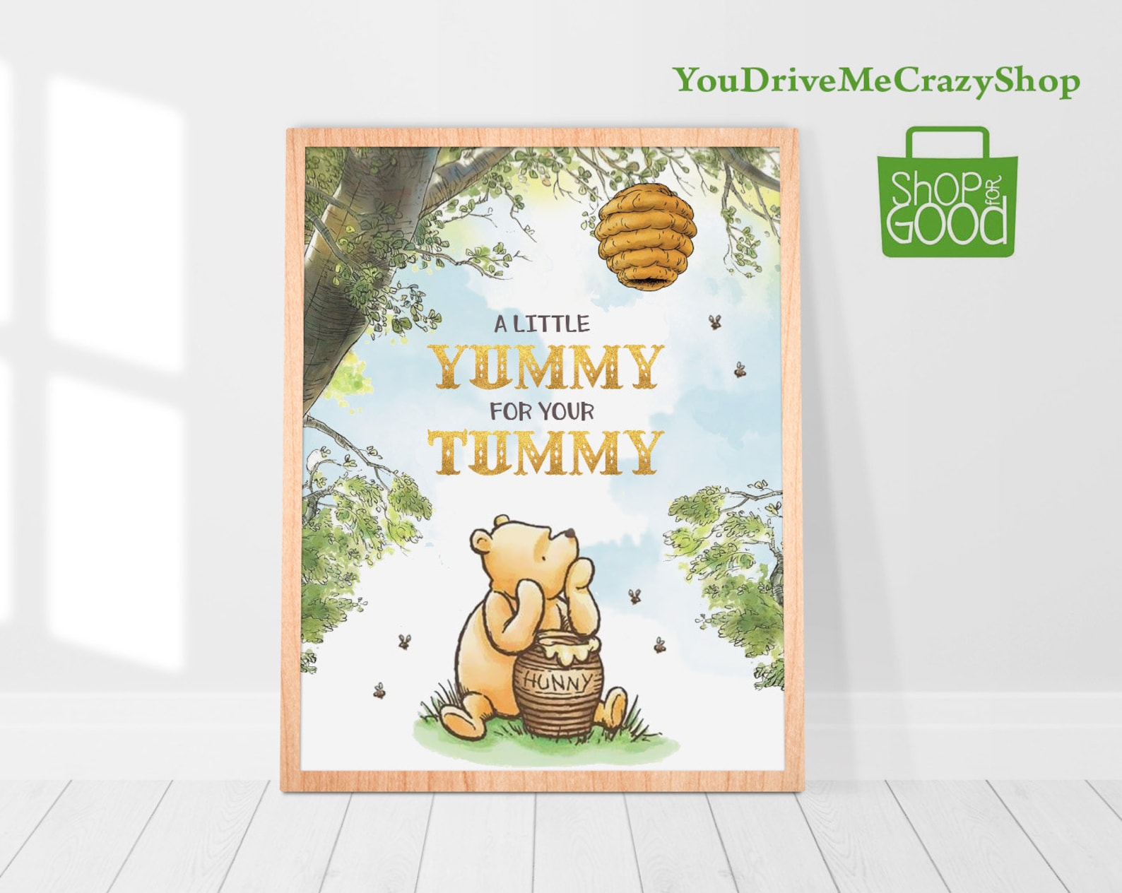 A Little Yummy For Your Tummy Classic Winnie The Pooh Sign | Etsy
