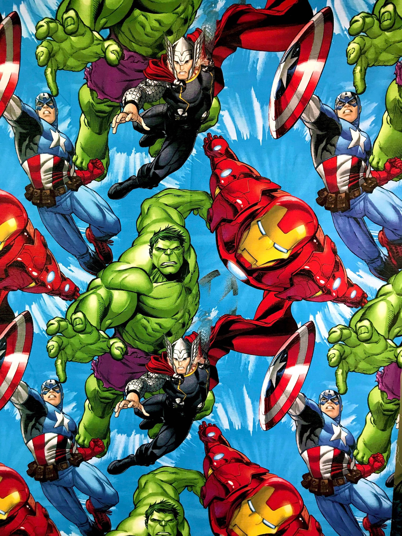 Blue Avengers Hulk Captain America Thor Iron Man FABRIC | Etsy