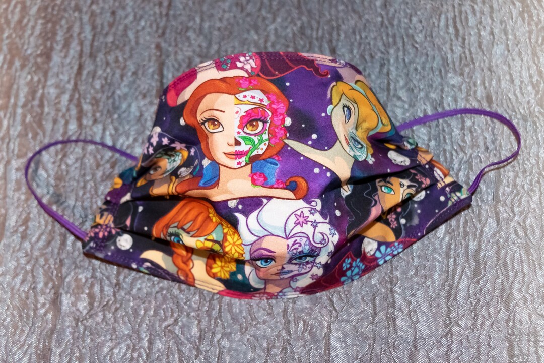 Calavera Princess Face Mask, Triple Layer, Washable, Reusable ...