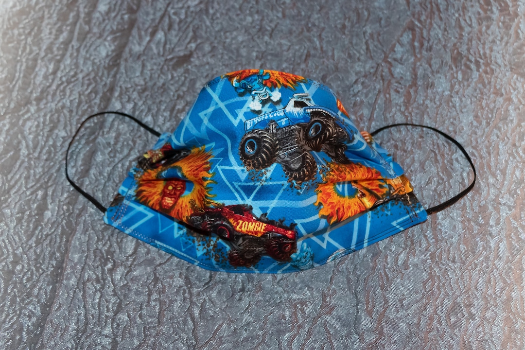 Monster Trucks Face Mask, Triple Layer, Washable, Reusable, Reversible ...