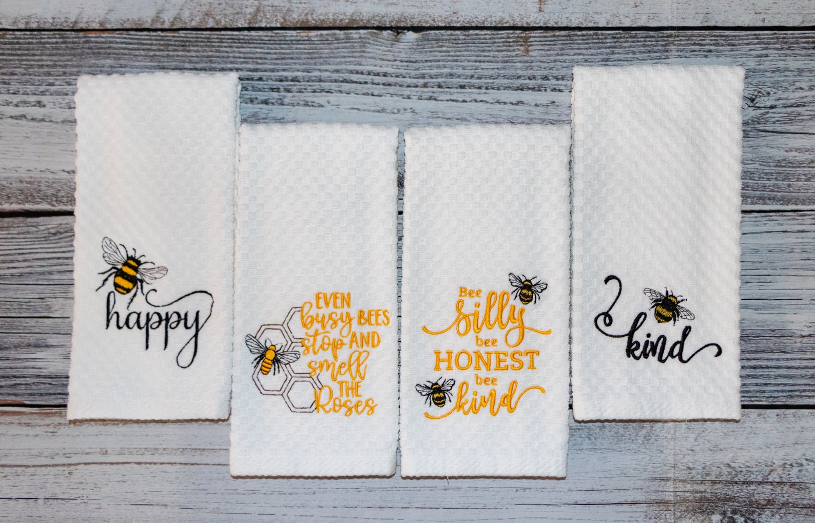 Bee Themed Embroidered Hand Towels, 5 Towel Colors Choices, Home Decor ...