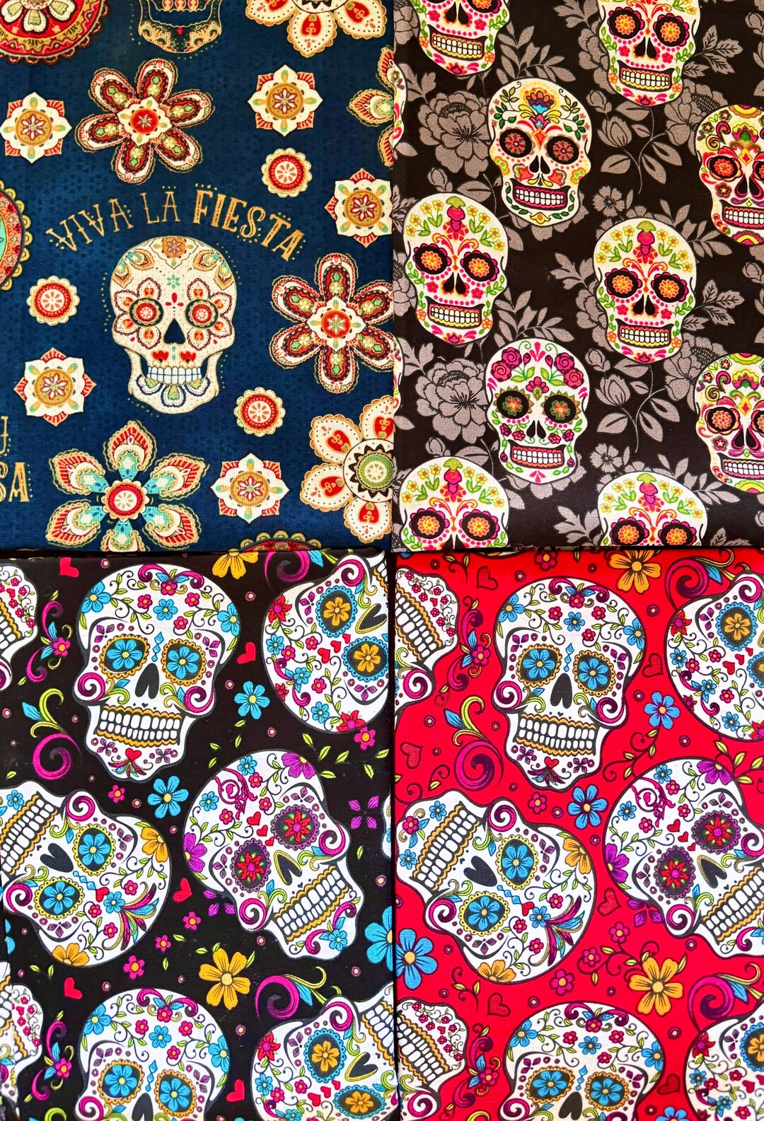 Sugar Skulls Cotton Fabric, Ready for Sewing, Quilting, Crafting ...