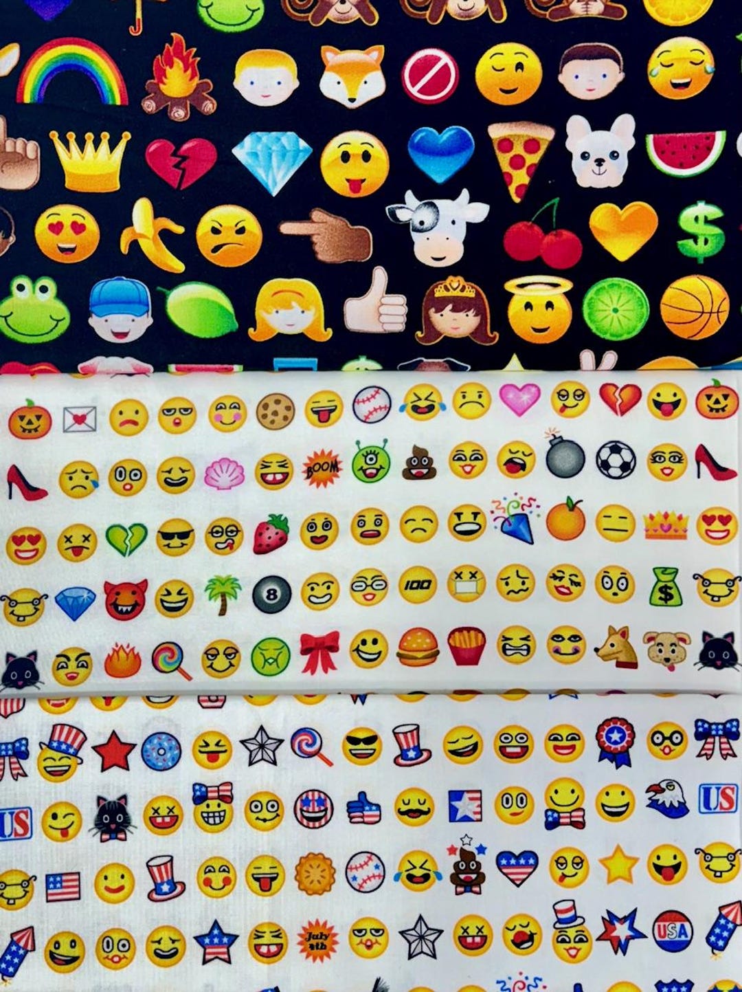 Emoji Cotton Fabric, Material, Ready for Sewing, Quilting, Crafting ...