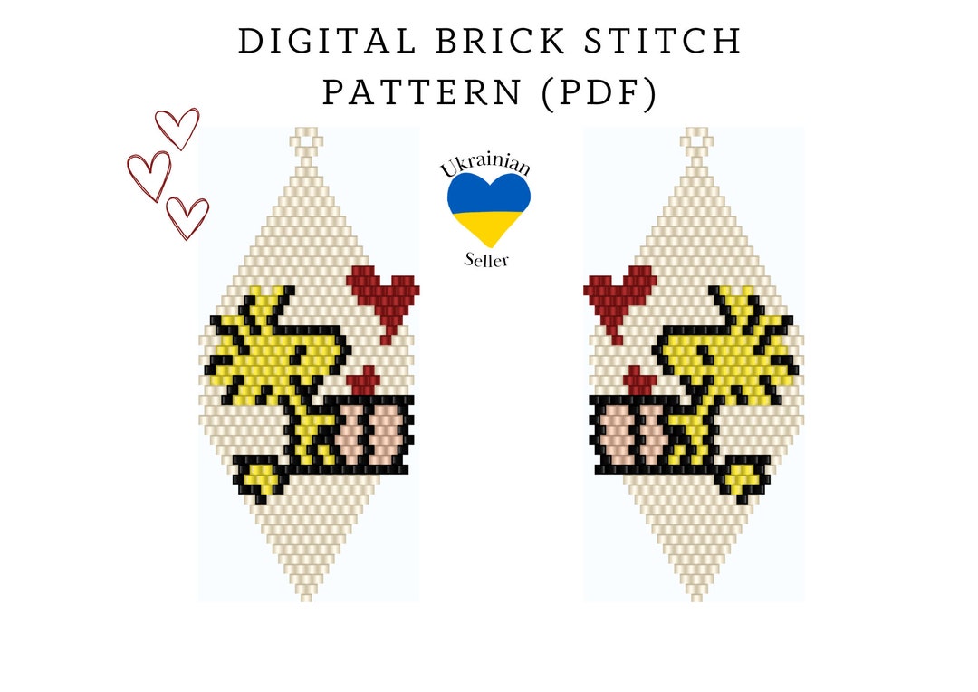 Valentine's Day Cartoon Bead Earrings Pattern|brick Stitch Seed Bead ...