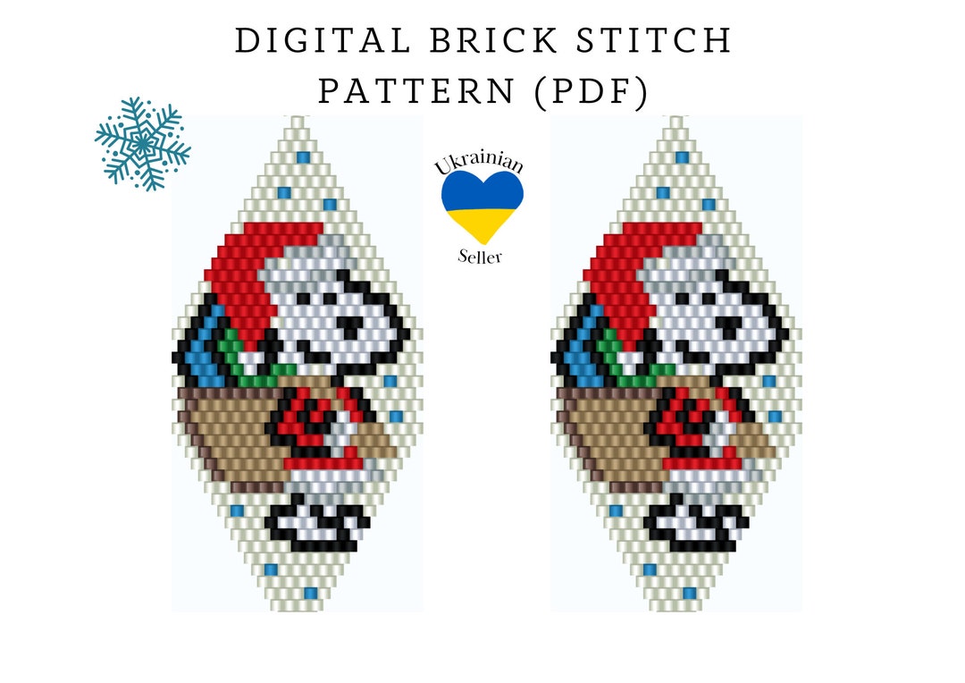 Christmas Cartoon Bead Earrings Pattern Pdf|xmas Brick Stitch Seed Bead ...