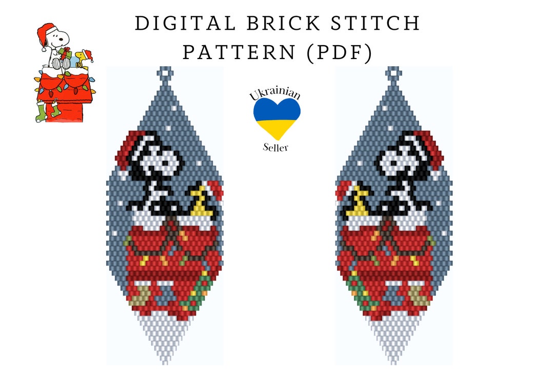 Christmas Cartoon Bead Earrings Pattern Pdf|xmas Brick Stitch Seed Bead ...