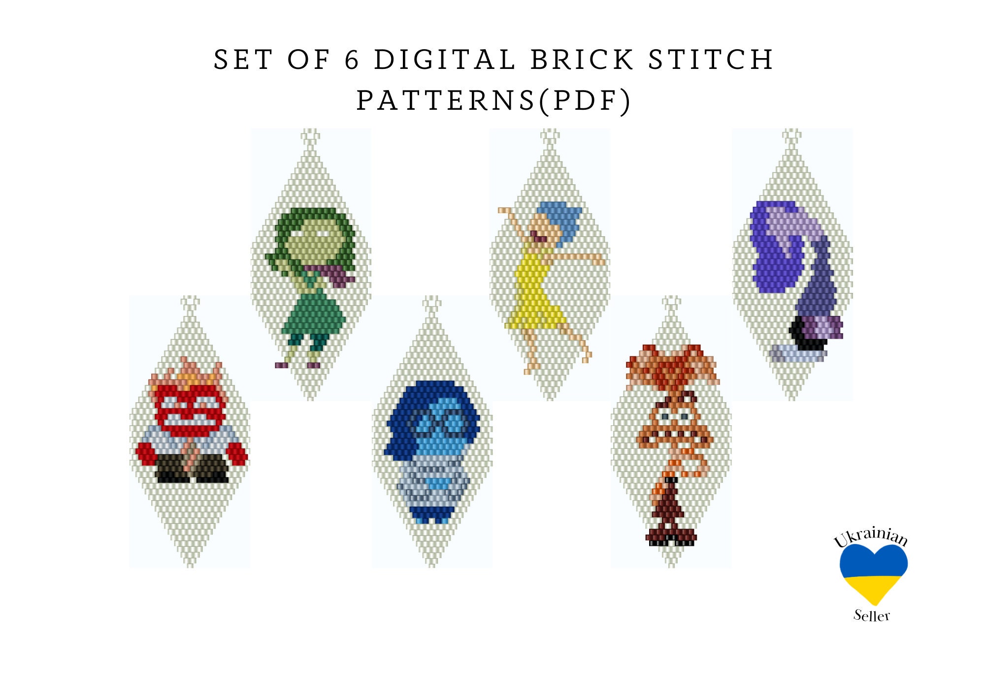Set of Cartoon Bead Earrings Pattern Pdf|emotion Stitch Seed Bead ...