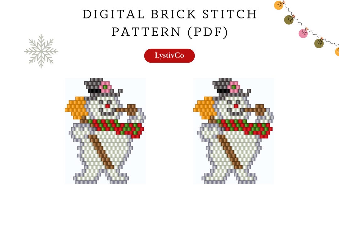 Christmas Cartoon Bead Earrings Pattern Pdf |xmas Snowman Brick Stitch ...