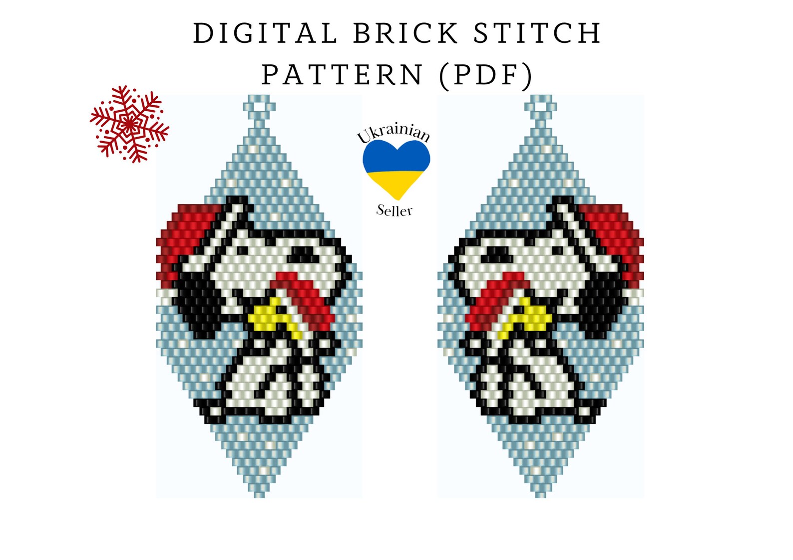 Christmas Cartoon Bead Earrings Pattern Pdf|xmas Brick Stitch Seed Bead ...