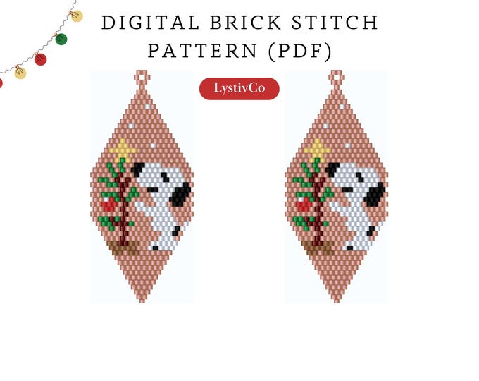 Christmas Cartoon Bead Earrings Pattern Pdf| Xmas Tree Brick Stitch ...