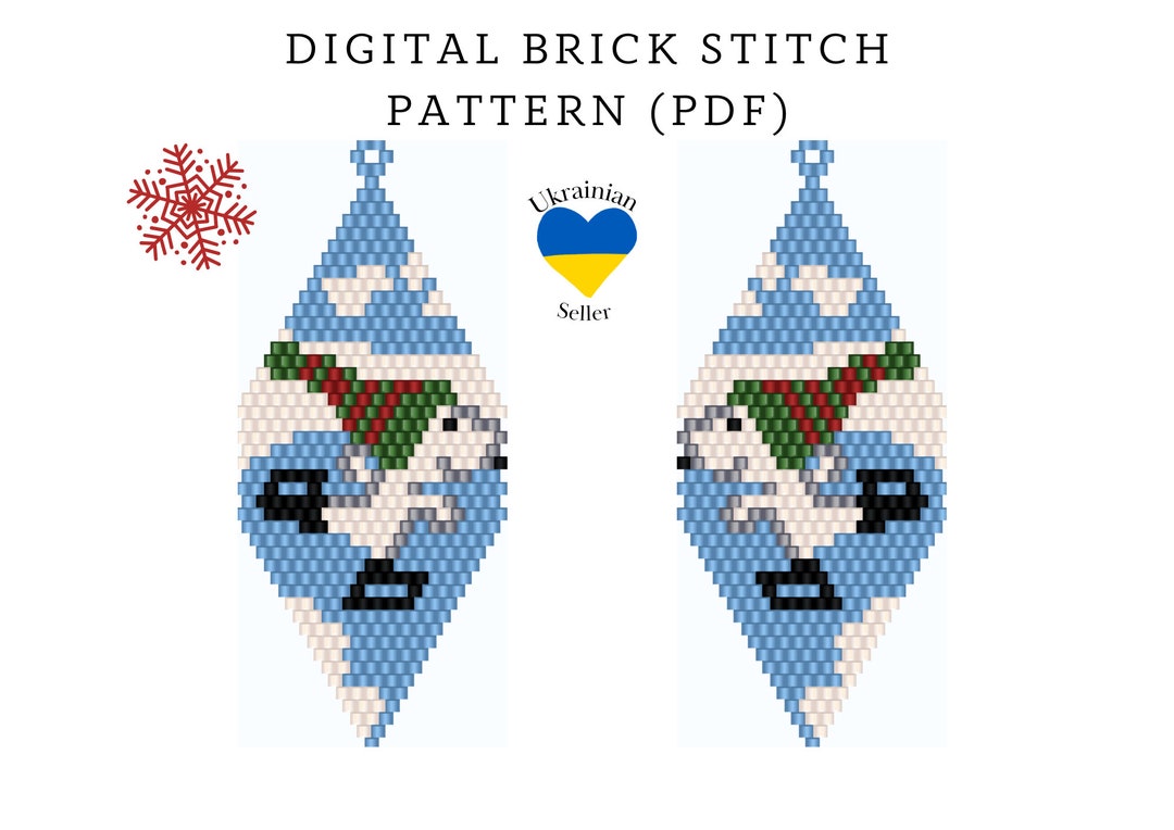 Christmas Cartoon Bead Earrings Pattern Pdf|xmas Brick Stitch Seed Bead ...