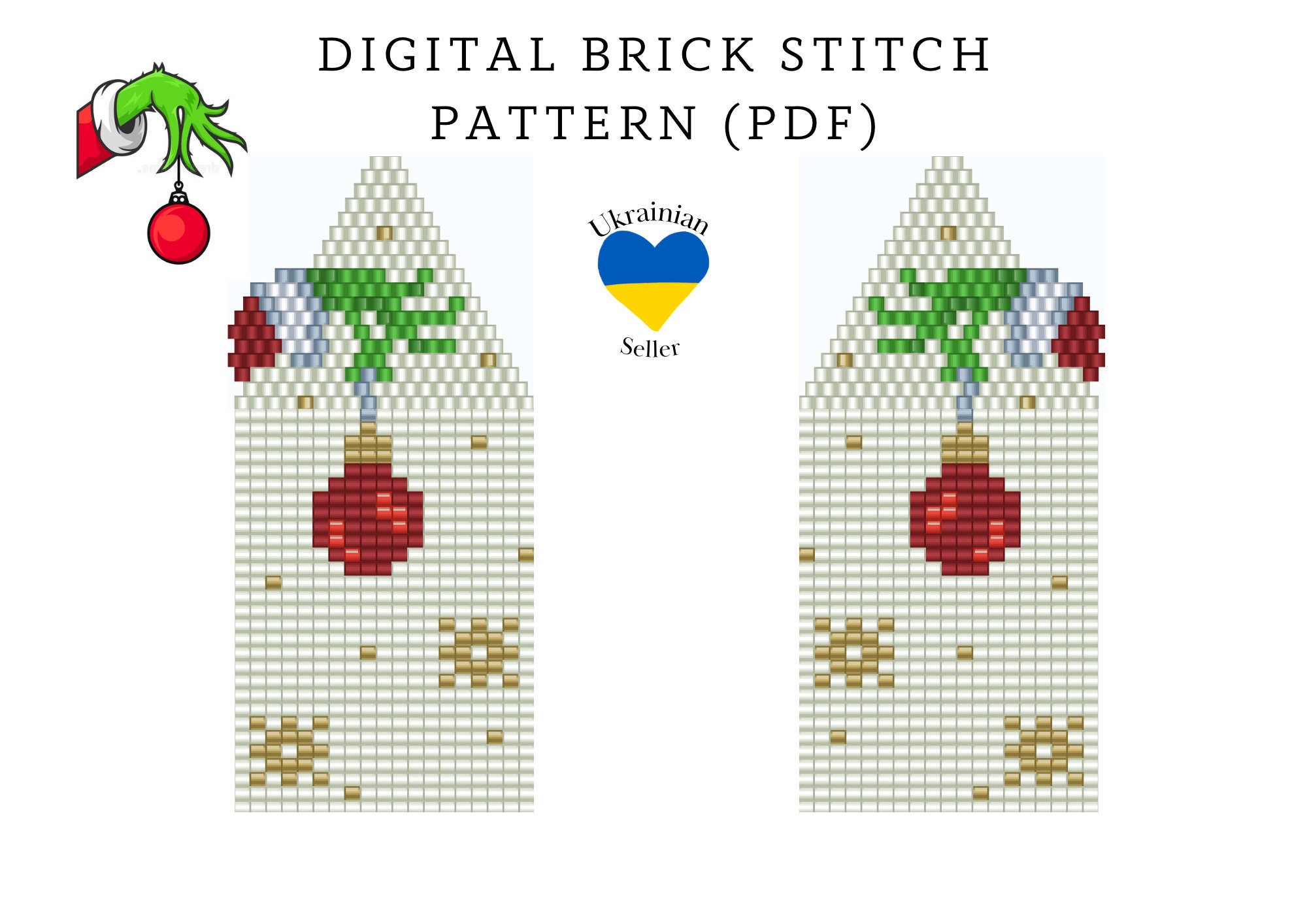 Christmas Bead Earrings Pattern Pdfxmas Brick Stitch Seed - Etsy