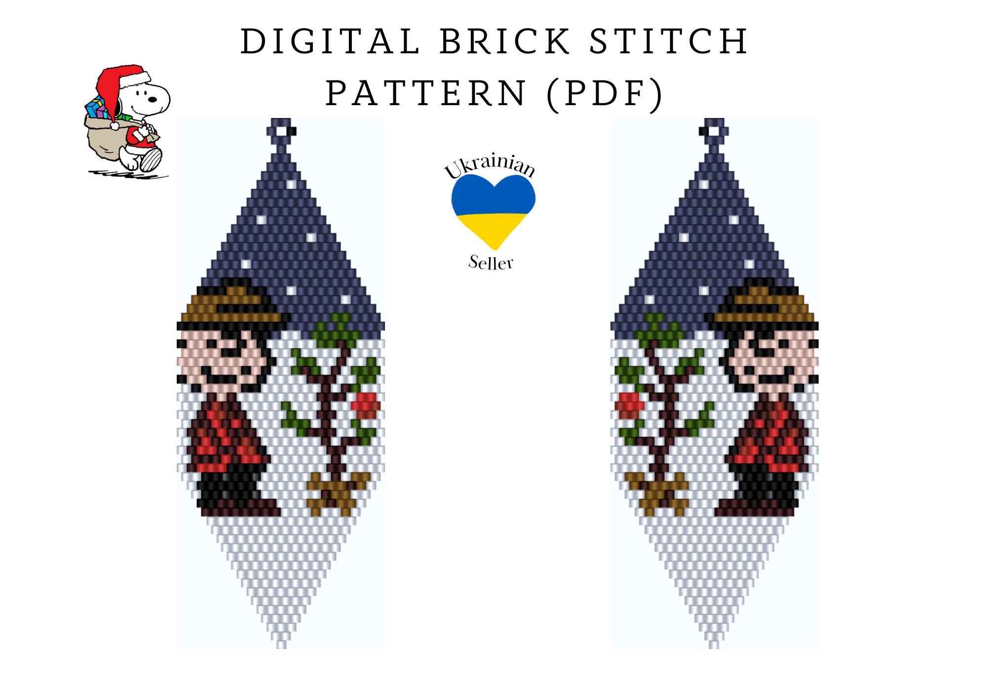 Christmas Cartoon Bead Earrings Pattern Pdfxmas Brick Stitch - Etsy