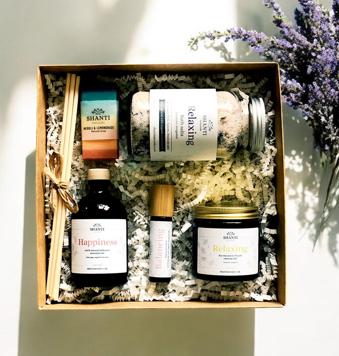 Relaxation Birthday Gift Set, Soy Candle & Reed Diffuser, Bath Salts ...