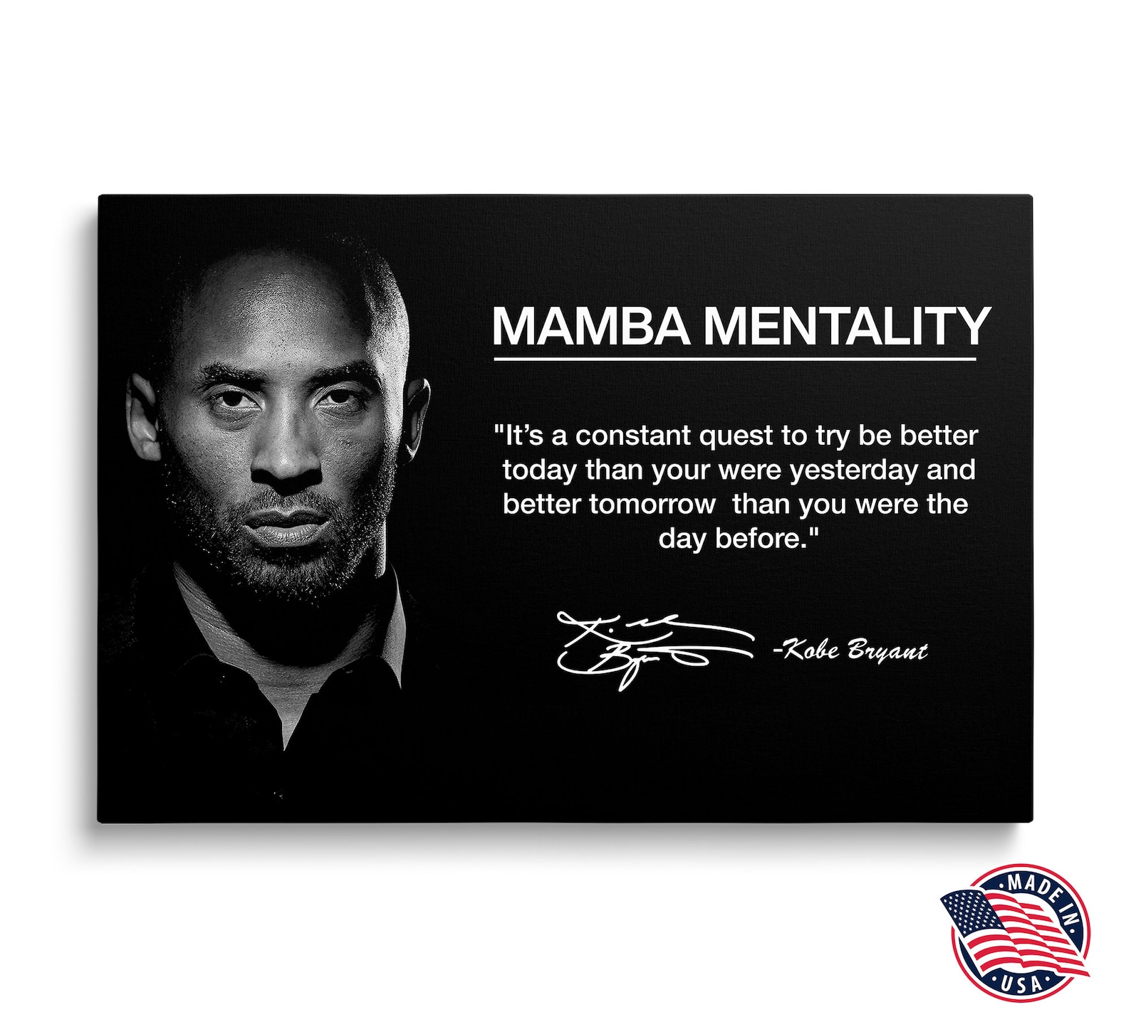 Kobe Bryant Canvas with Motivation Quote Mamba Mentality | Etsy