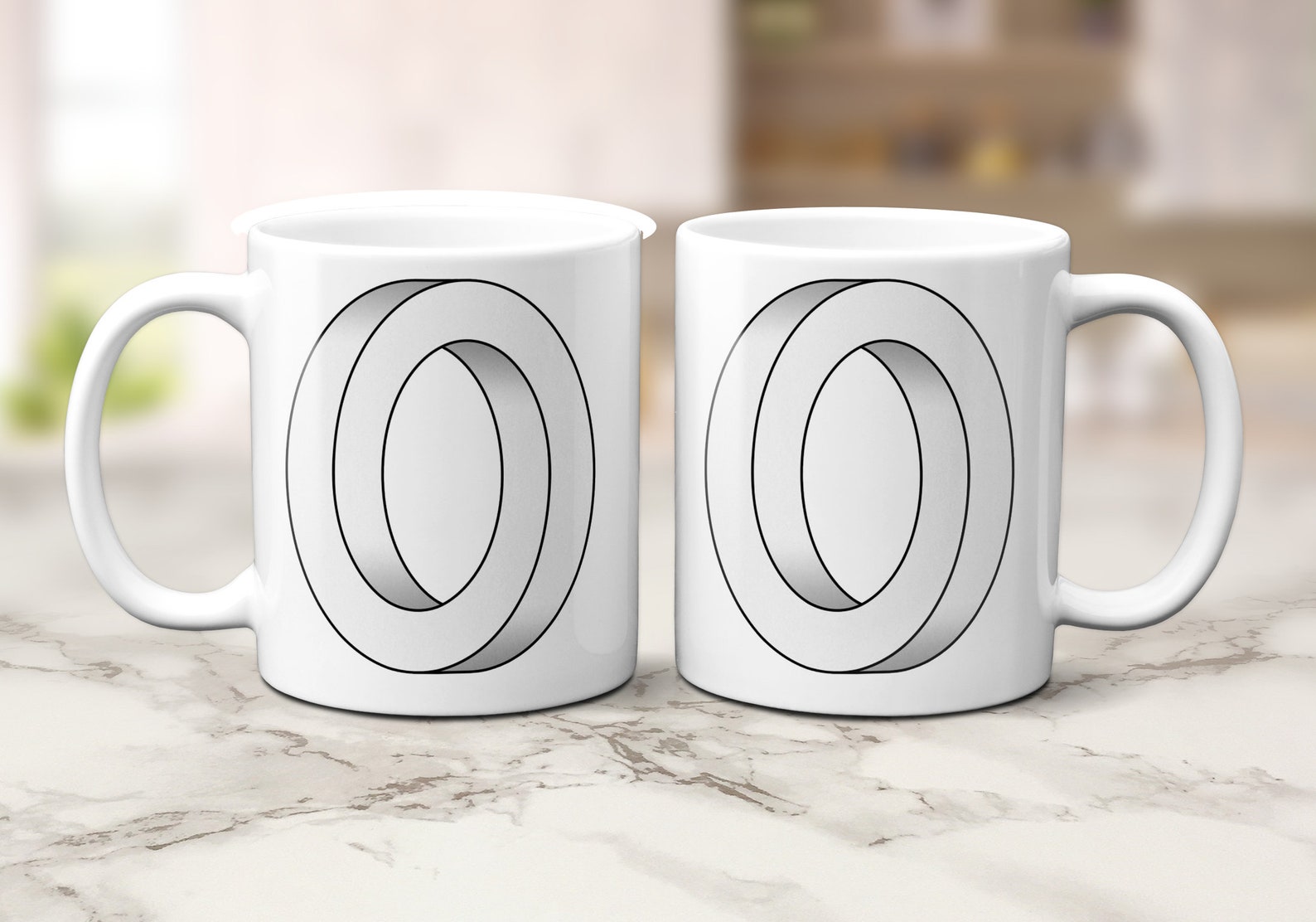 Optical Illusion Ceramic Mug Impossible Oval design 11oz | Etsy