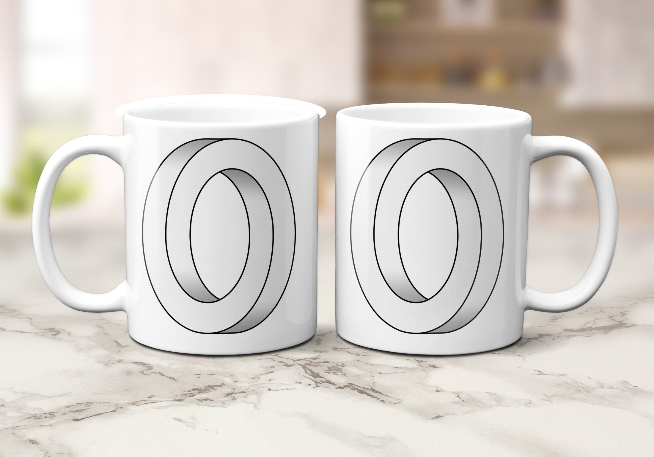Optical Illusion Ceramic Mug Impossible Oval Design 11oz Coffee Tea Hot ...