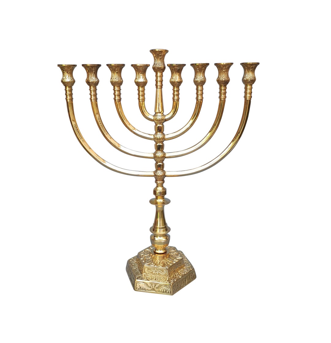 Amazing Hanukkah Menorah, 12 Inch Height (31 Cm) Beautiful Design Brass ...