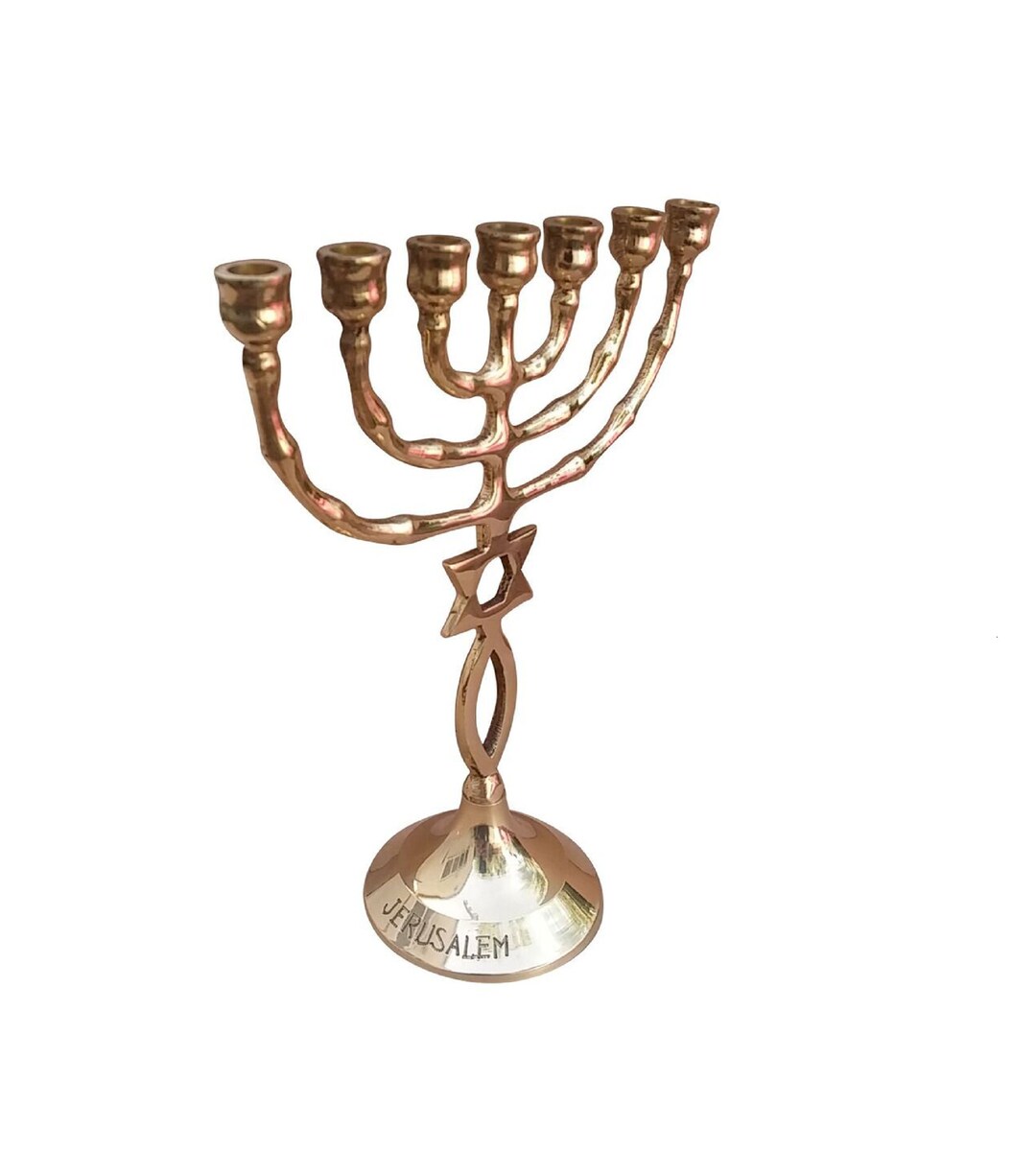 Grafted in Messianic Seven Branches Menorah 7.4 Inches Height Brass ...