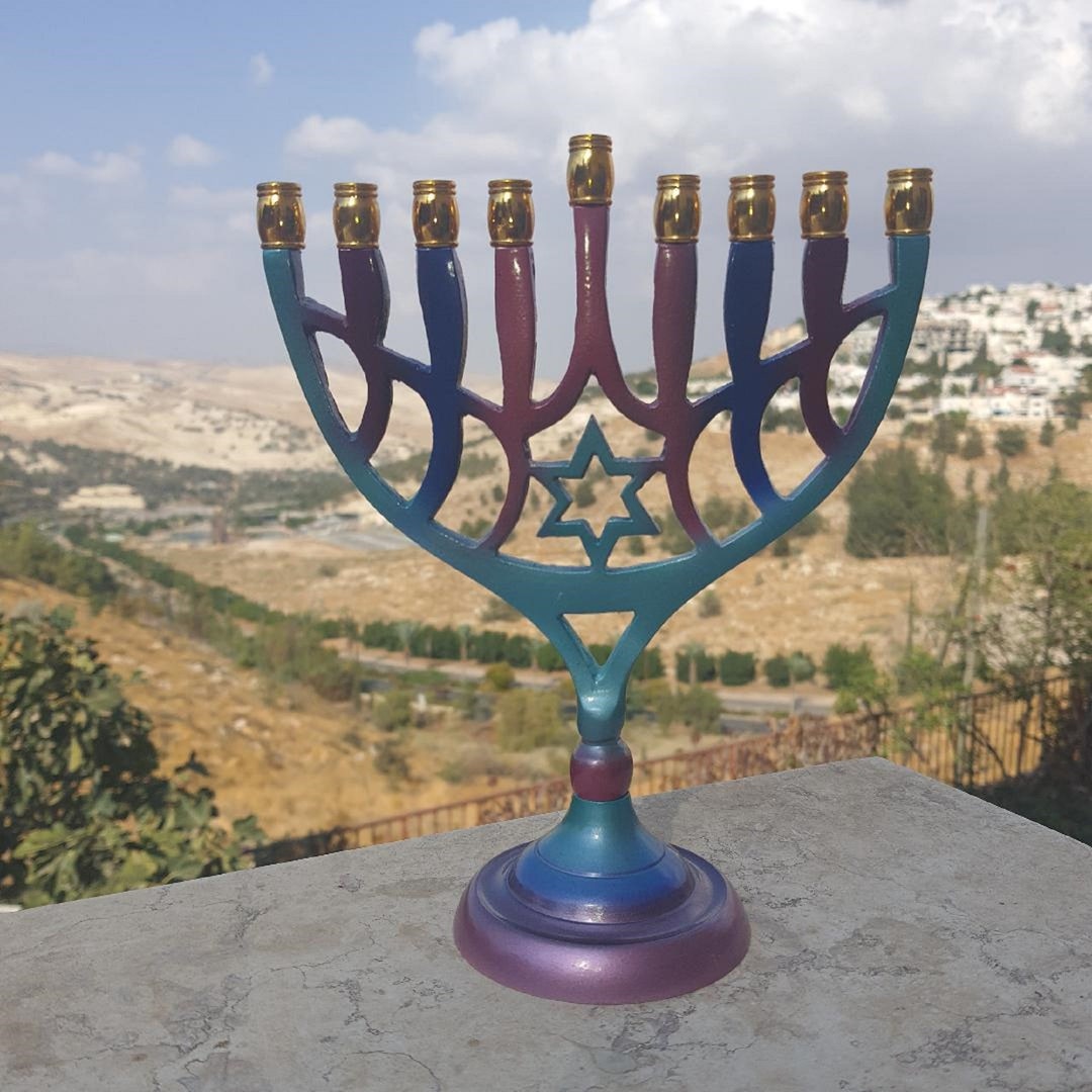 Colourful Hanukkah Menorah A Colourfull 9 Branch Menorah Hanukkiah - Etsy