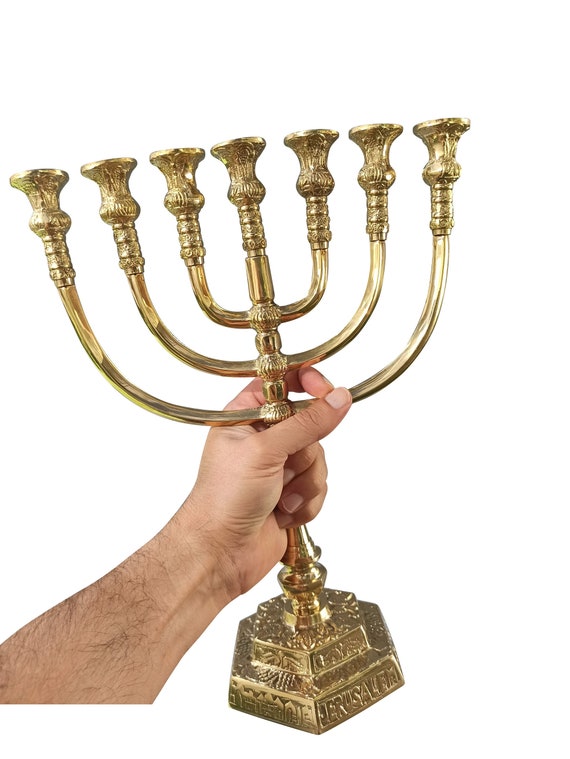 Amazing Jerusalem 7 Branched Temple Menorah Heavy Brass Copper | Etsy
