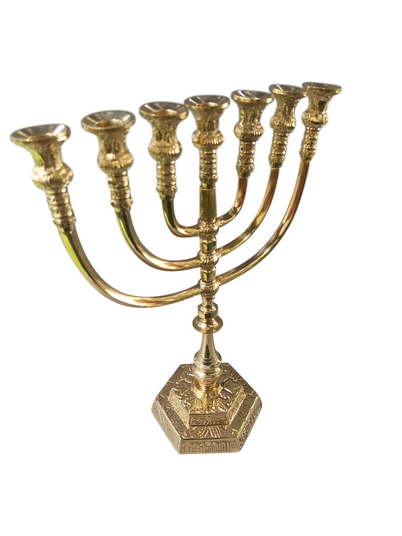 Amazing Jerusalem 7 Branched Temple Menorah Heavy Brass Copper - Etsy