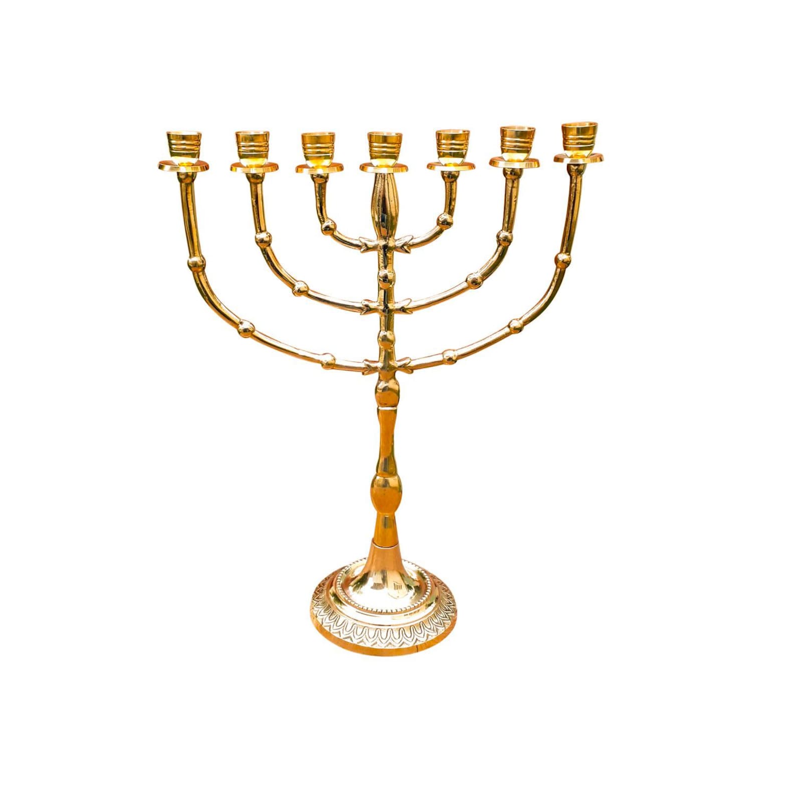 Large Brass & Copper Menorah - Jerusalem Temple Style, 15 Inches - Etsy