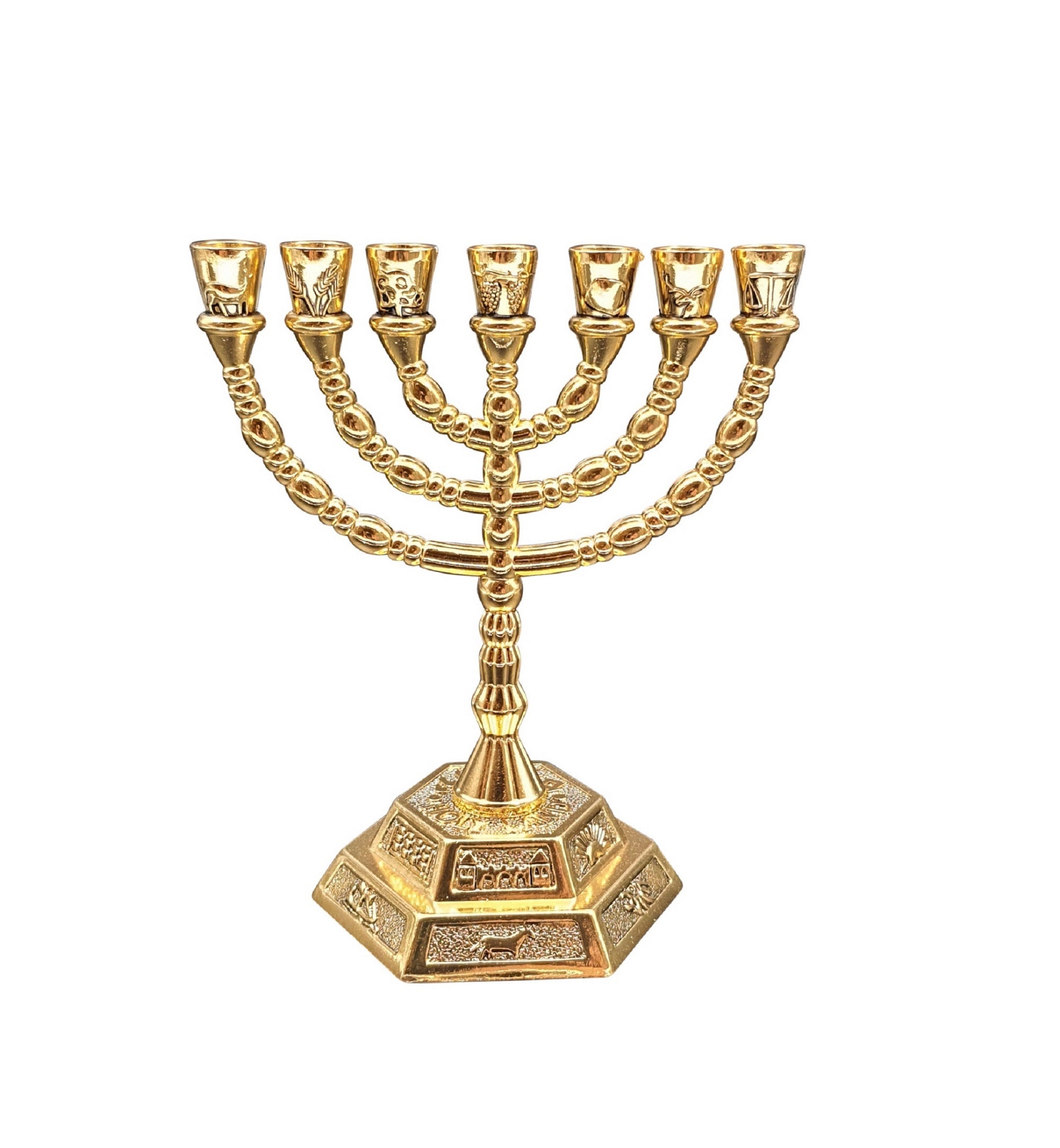Seven Branches Menorah 12 Tribes Golden Color - Etsy
