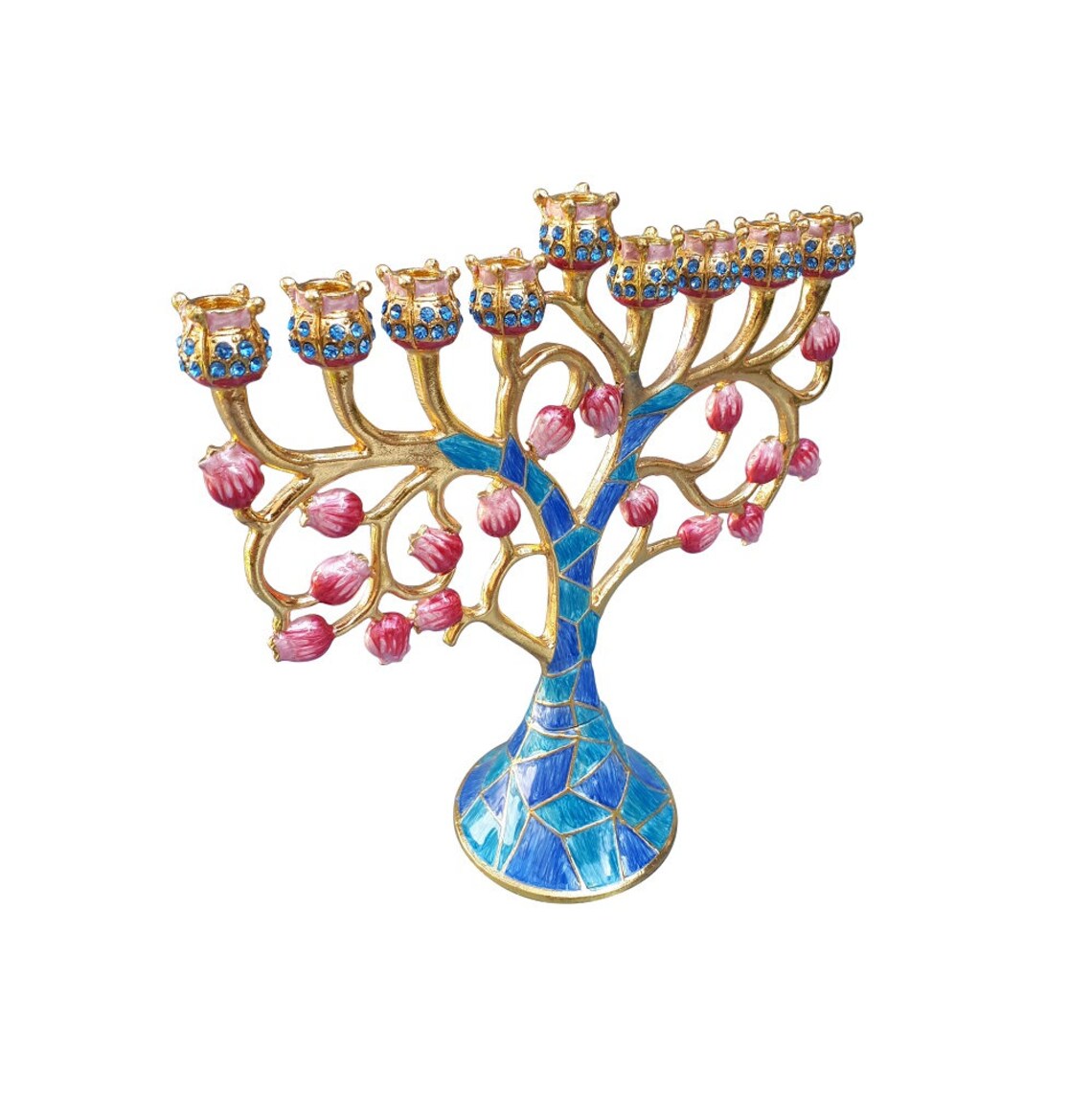 Hanukkah Menorah 6.3 Inch Height Decorated With Enamel | Etsy