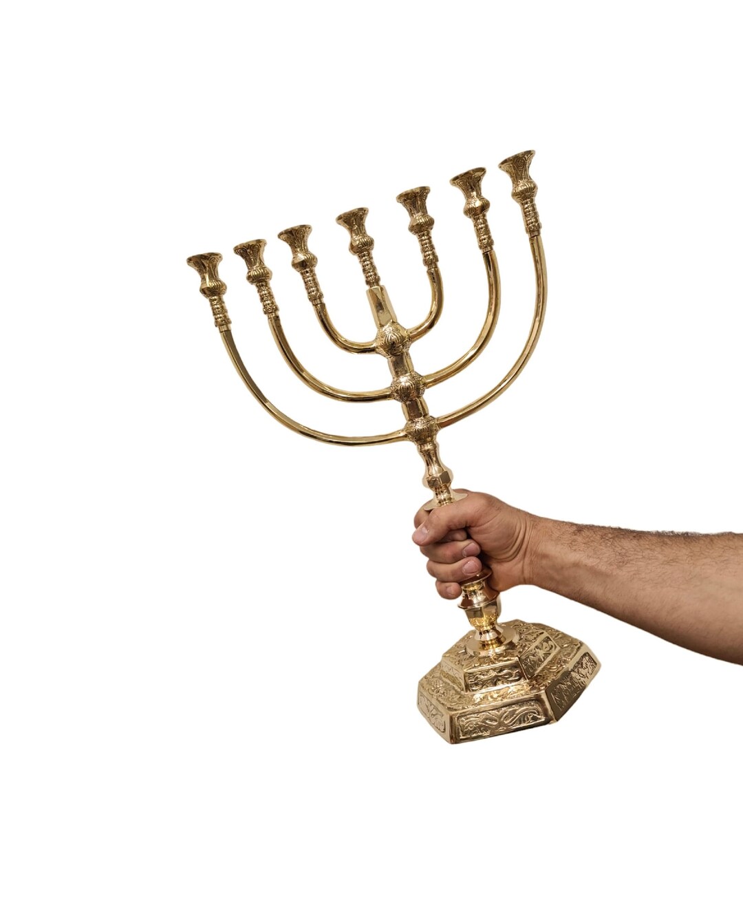 Big & Amazing Jerusalem Temple 7 Branch Menorah 18 Inch Height Made of ...