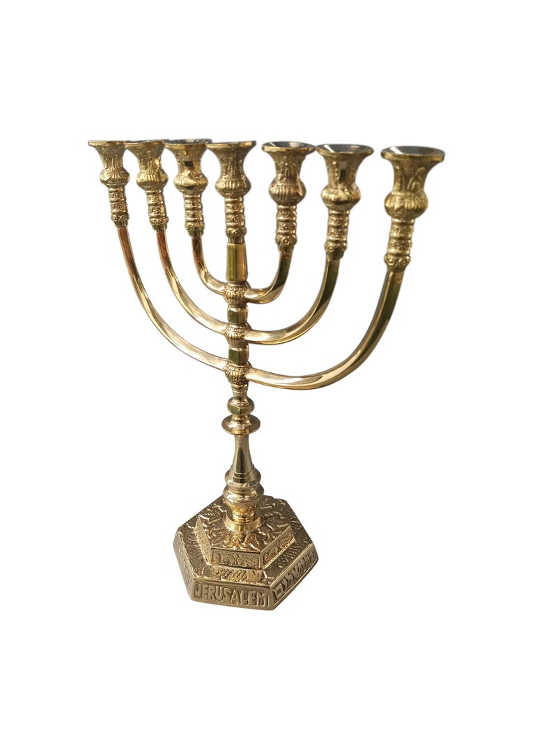 Amazing Jerusalem 7 Branched Temple Menorah Heavy Brass Copper - Etsy