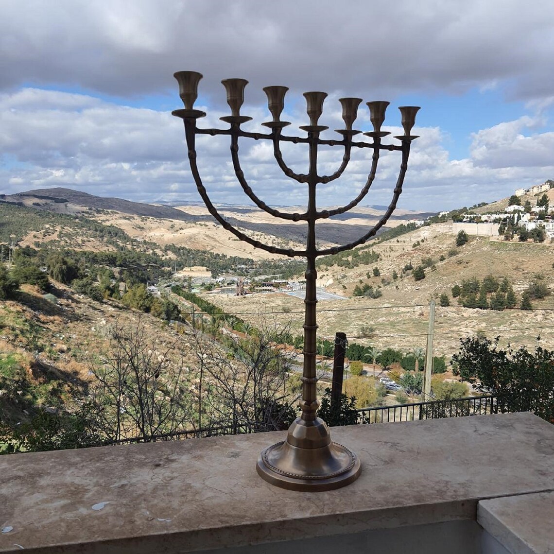 Jerusalem Temple Menorah Antique Style XXL 7 Branch Menorah 54 | Etsy