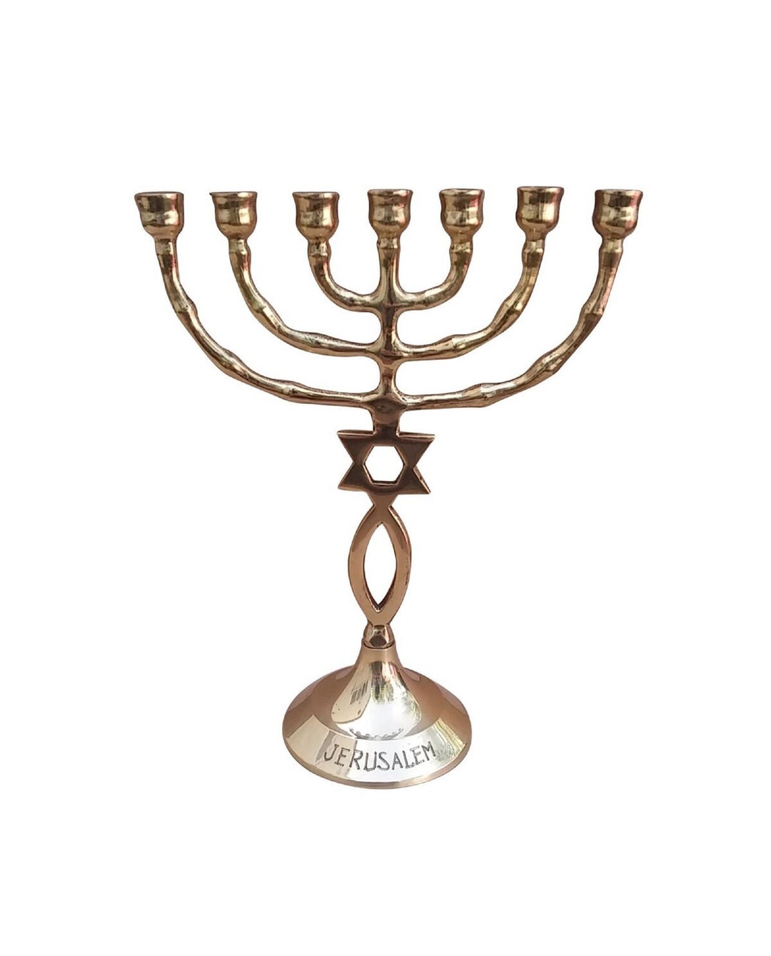 Grafted in Messianic Seven Branches Menorah 5.8 Inches Height Brass ...