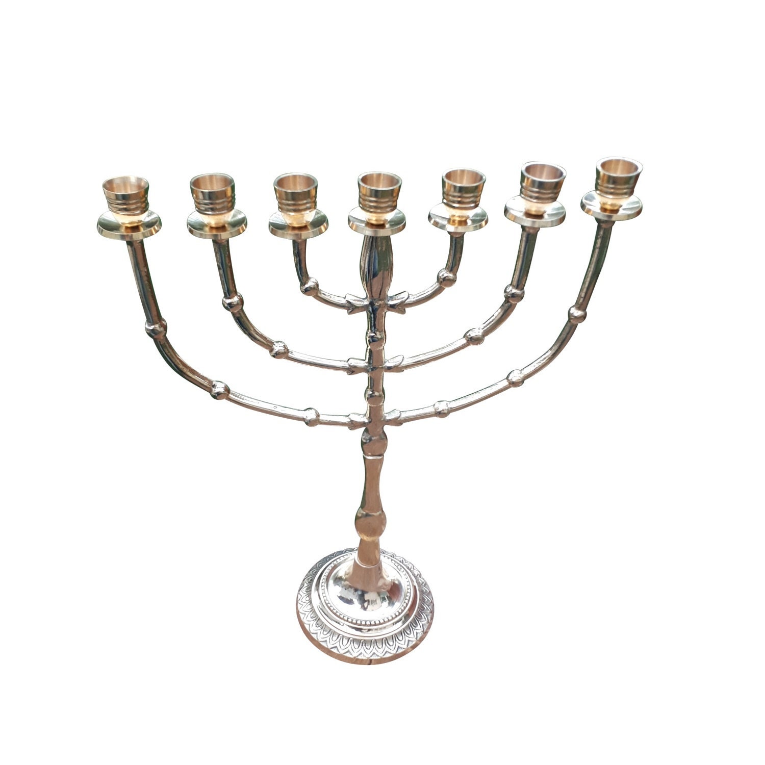 Large Brass & Copper Menorah - Jerusalem Temple Style, 15 Inches - Etsy