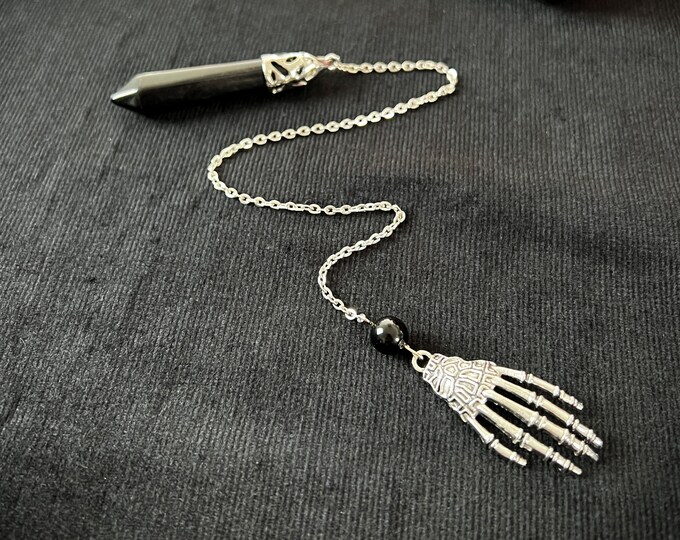 Divination Tool Onyx and Obsidian Skeleton Hand Goth Pendulum Dowsing ...