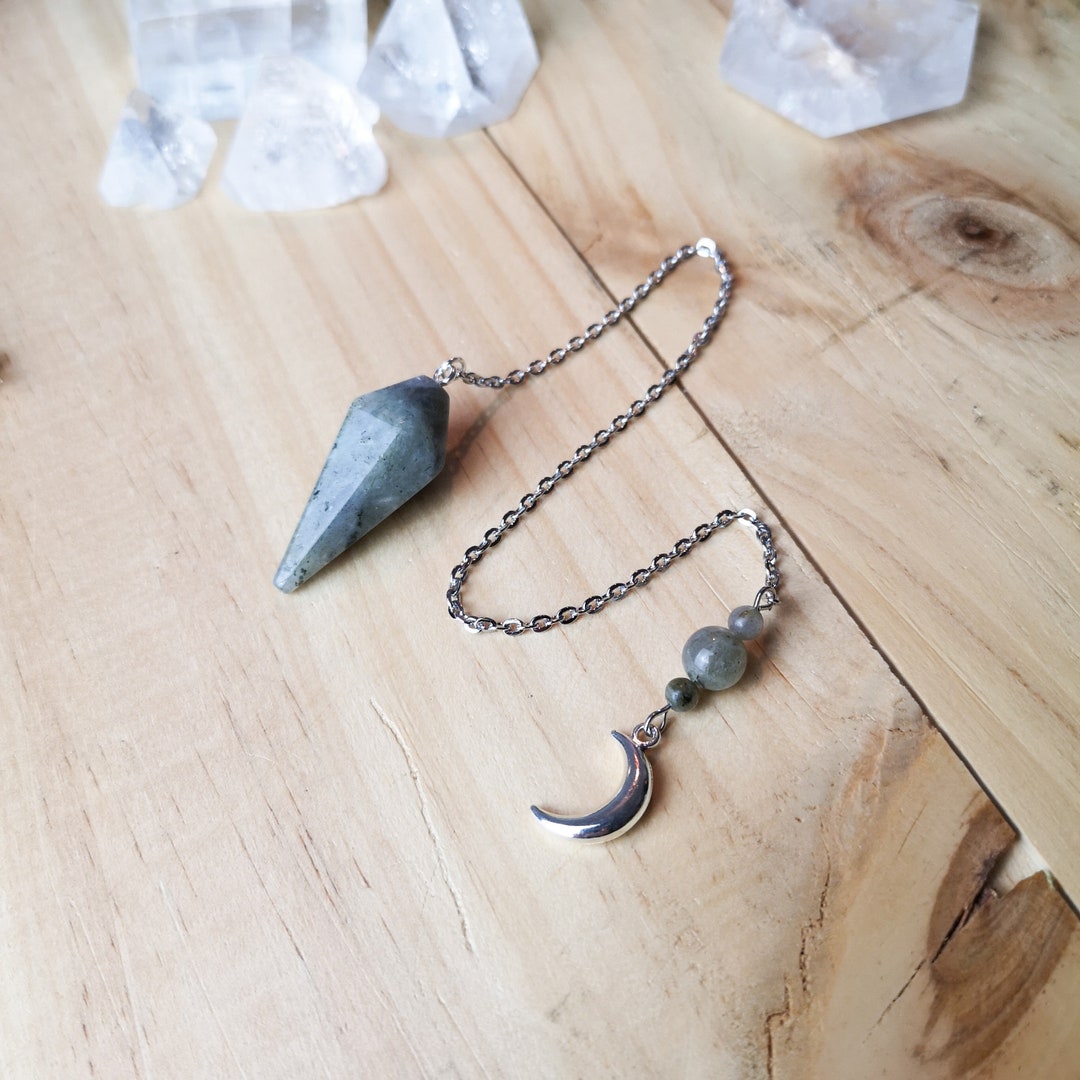 Pagan Pendulum Labradorite and Crescent Moon Dowsing Pendulum Altar ...