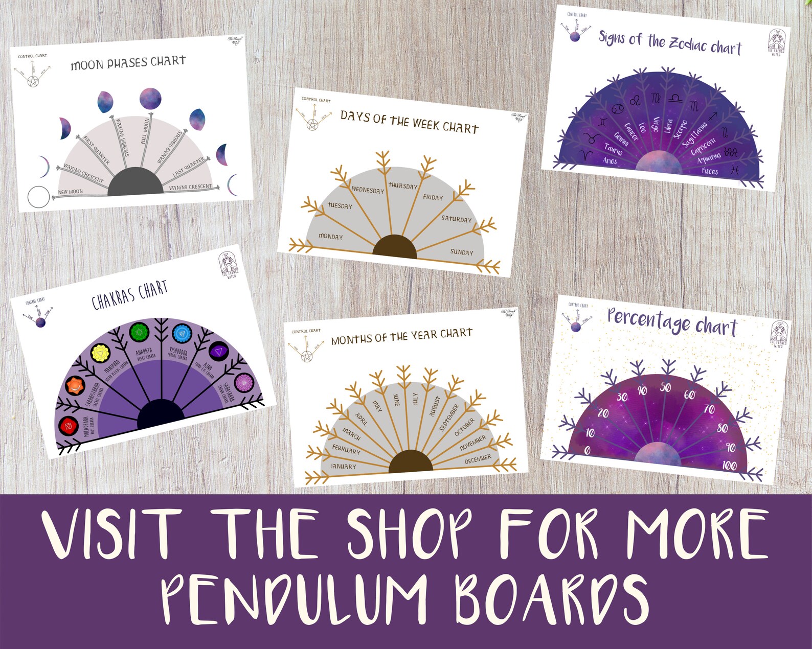 5 Printable Pendulum Boards Starter Pack Pendulum Charts | Etsy