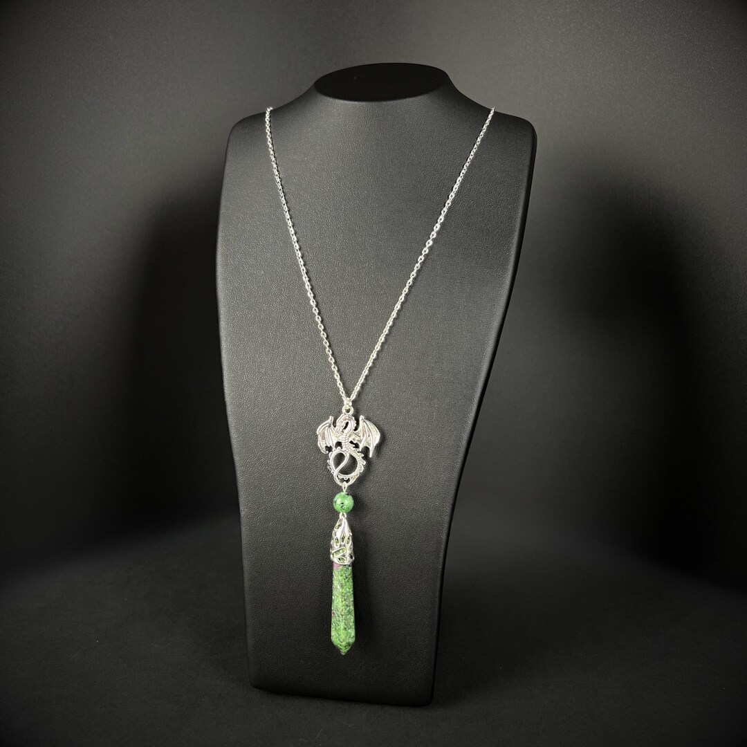 Dragon and Ruby Zoisite Anyolite Pendulum Necklace, Medieval Fantasy ...