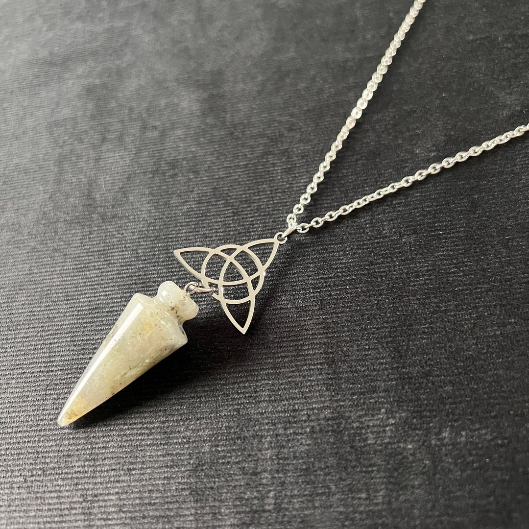 Triquetra Labradorite Pendulum Necklace Celtic Trinity Knot Jewelry ...